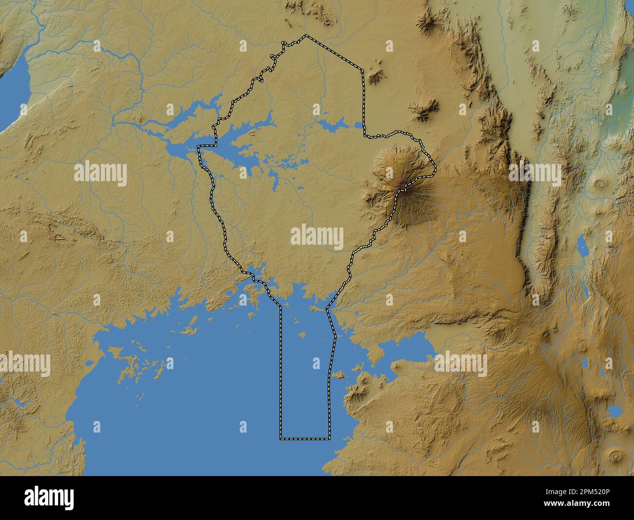 Eastern, region of Uganda. Colored elevation map with lakes and rivers Stock Photo - Alamy