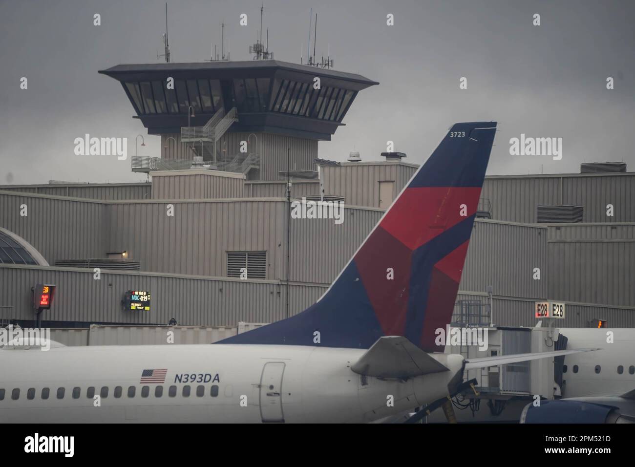 Atlanta, United States. 08th Apr, 2023. A Delta Air Lines airplane sits ...