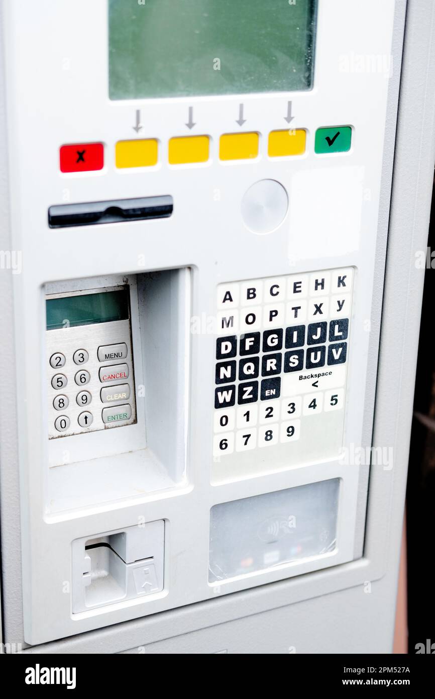 street parking payment machine closeup Stock Photo - Alamy