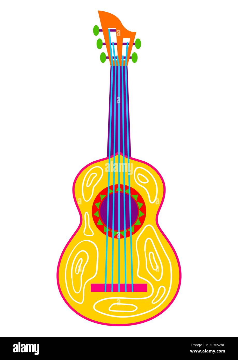 Mexican guitar. Traditional holiday item. Stylized illustration for ...