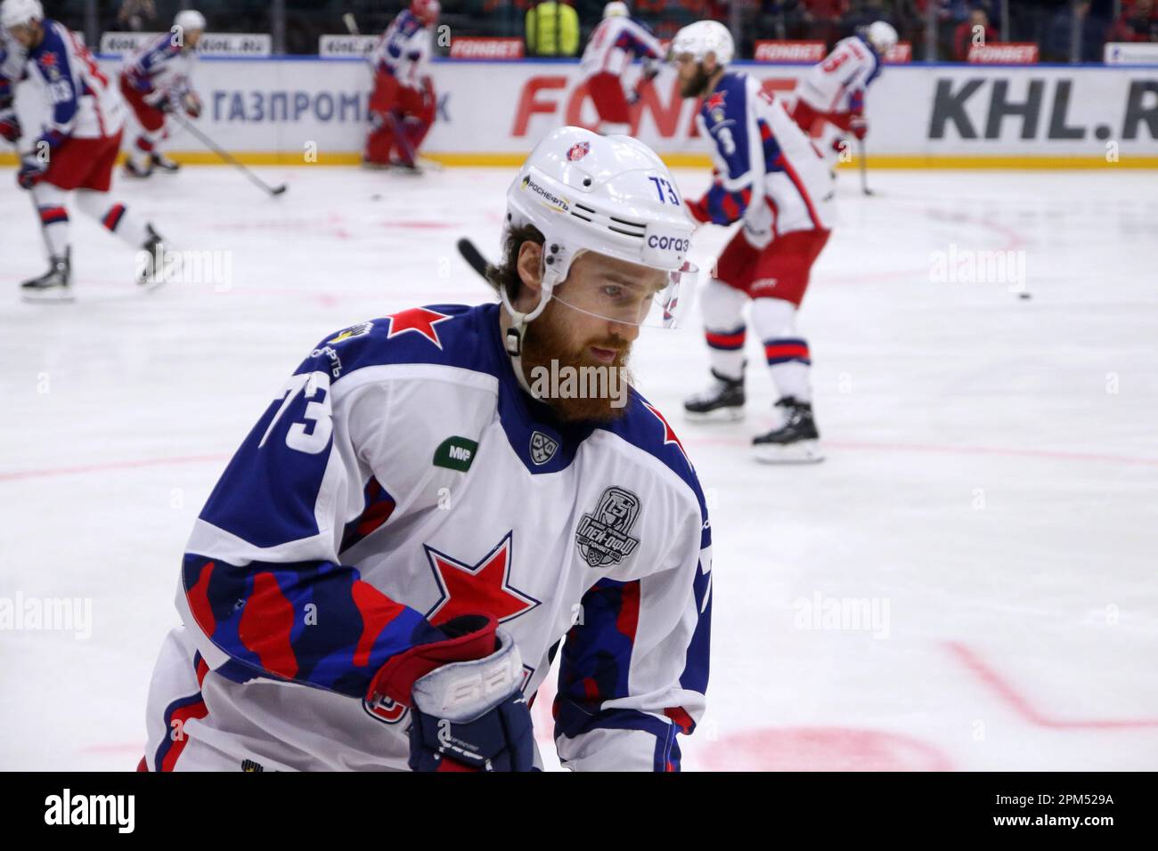 CSKA Hockey Club player, Yaroslav Dyblenko (No.73) seen before the ...