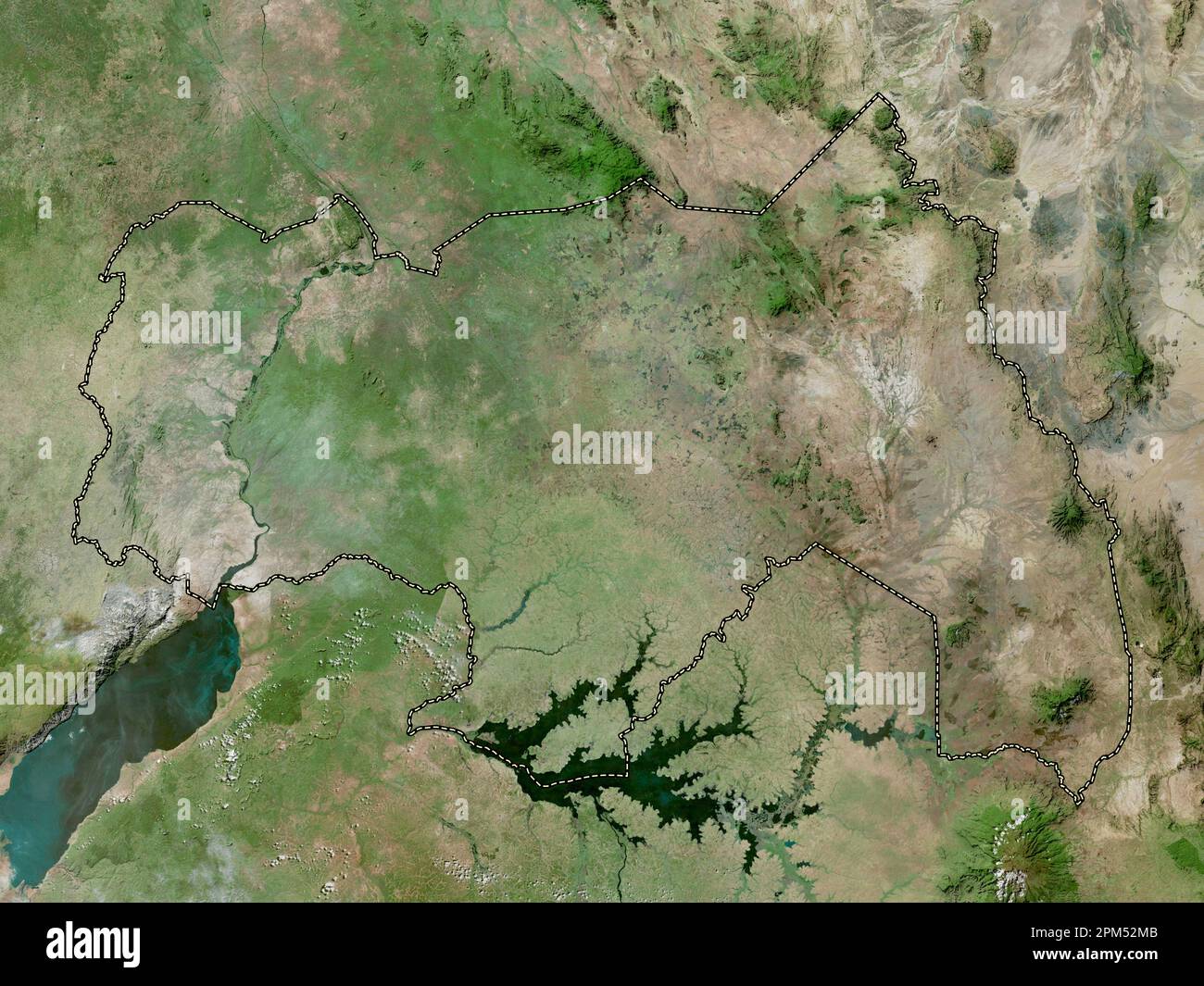 Northern, region of Uganda. High resolution satellite map Stock Photo ...