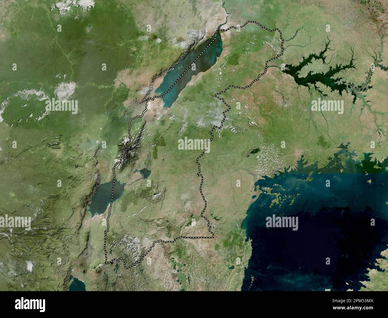 Western, region of Uganda. High resolution satellite map Stock Photo - Alamy