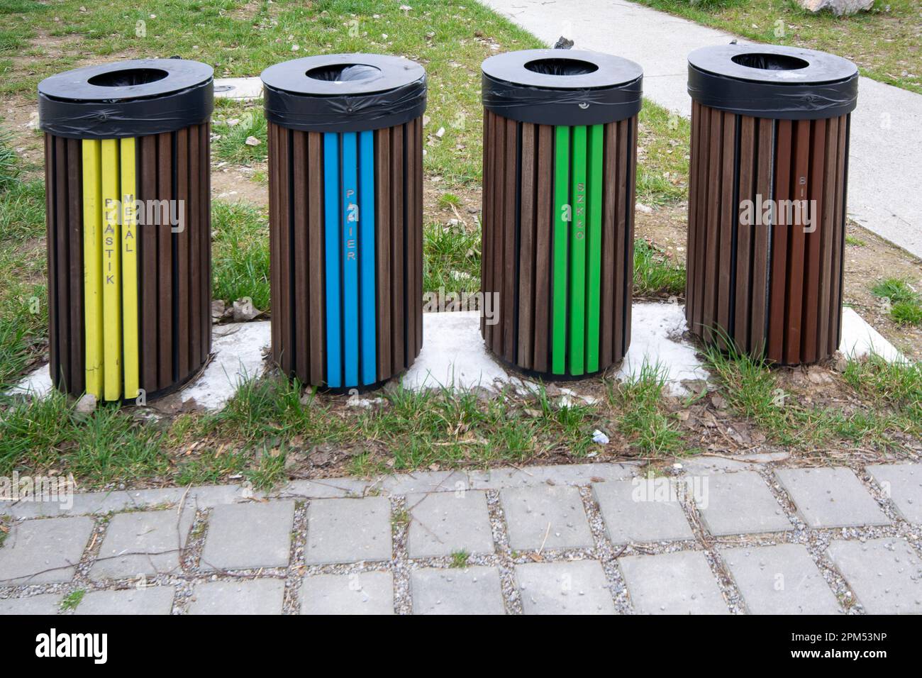Waste bins, selective garbage collection Stock Photo - Alamy