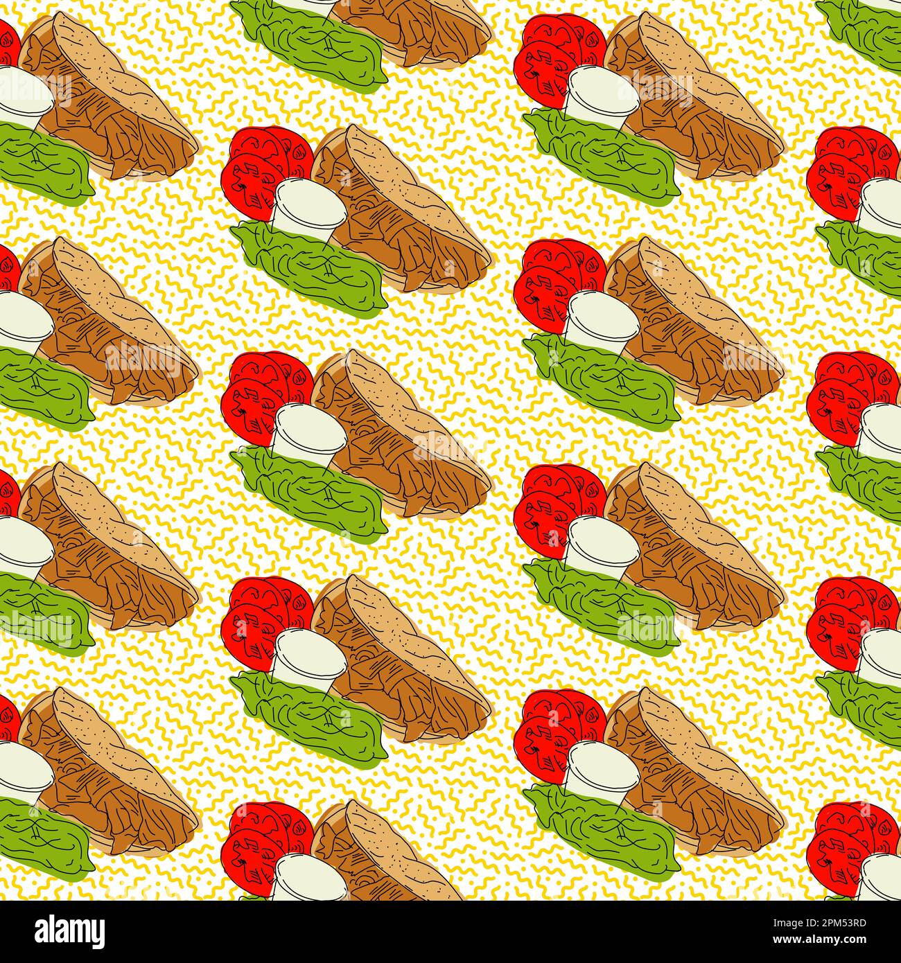 Shawarma Kebab pattern fast food. Seamless pattern. Concept of doner ...