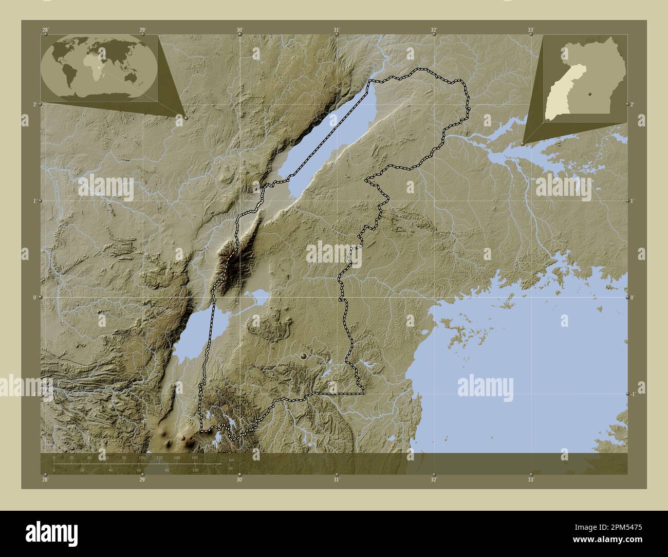 Western, region of Uganda. Elevation map colored in wiki style with ...