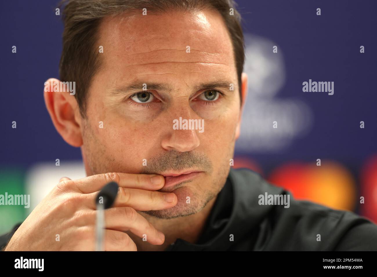 Chelsea manager Frank Lampard during a press conference at the Santiago ...