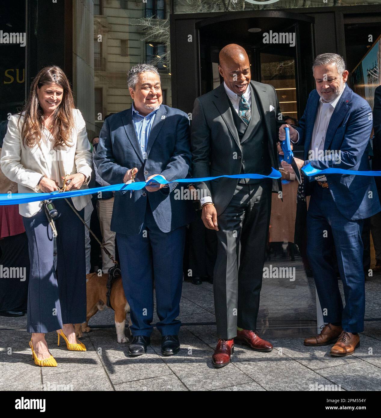 (R - L) President adn CEO Phil Shawe, Mayor Eric Adams, COO Roy ...