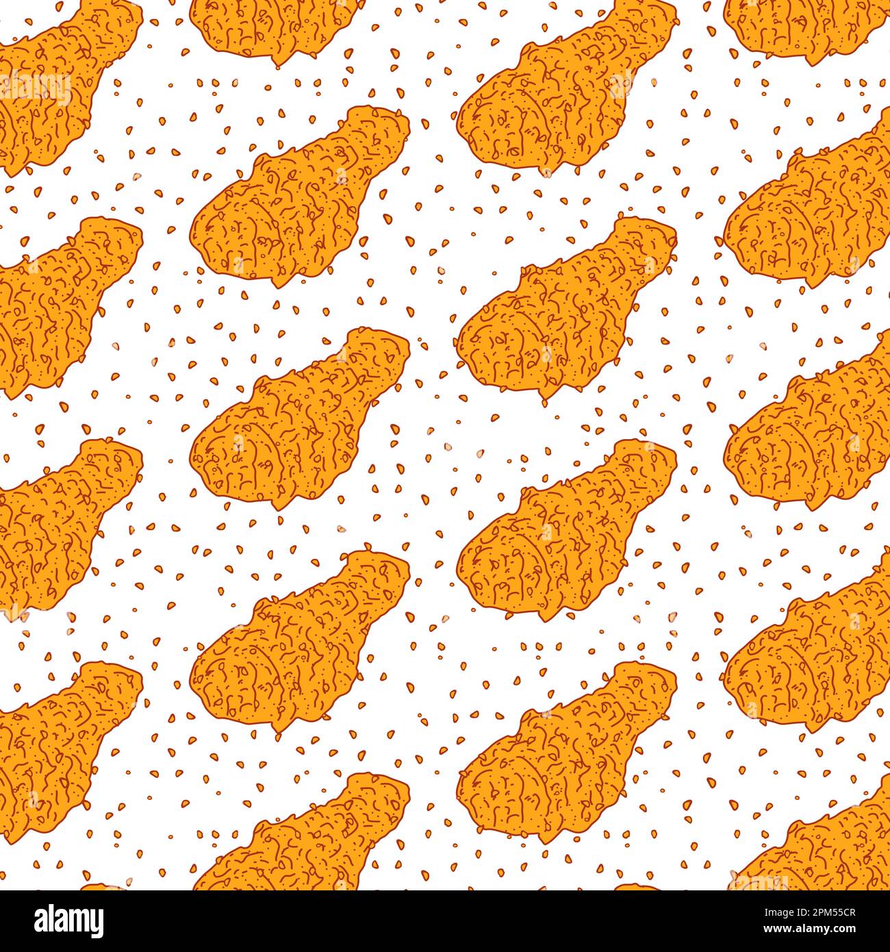 Chicken Fried Crispy Seamless Pattern. Fast food menu design elements ...