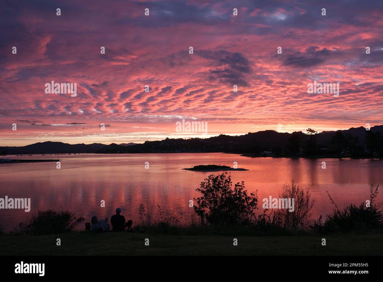 Sunset over the Tairua River, Tairua, North Island, New Zealand Stock ...