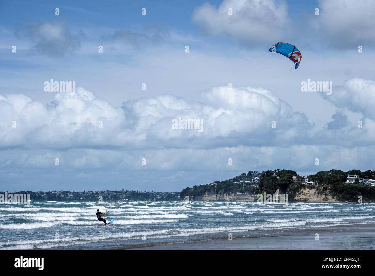 Kite surfing at Orewa Beach, North island, New Zealand Stock Photo - Alamy