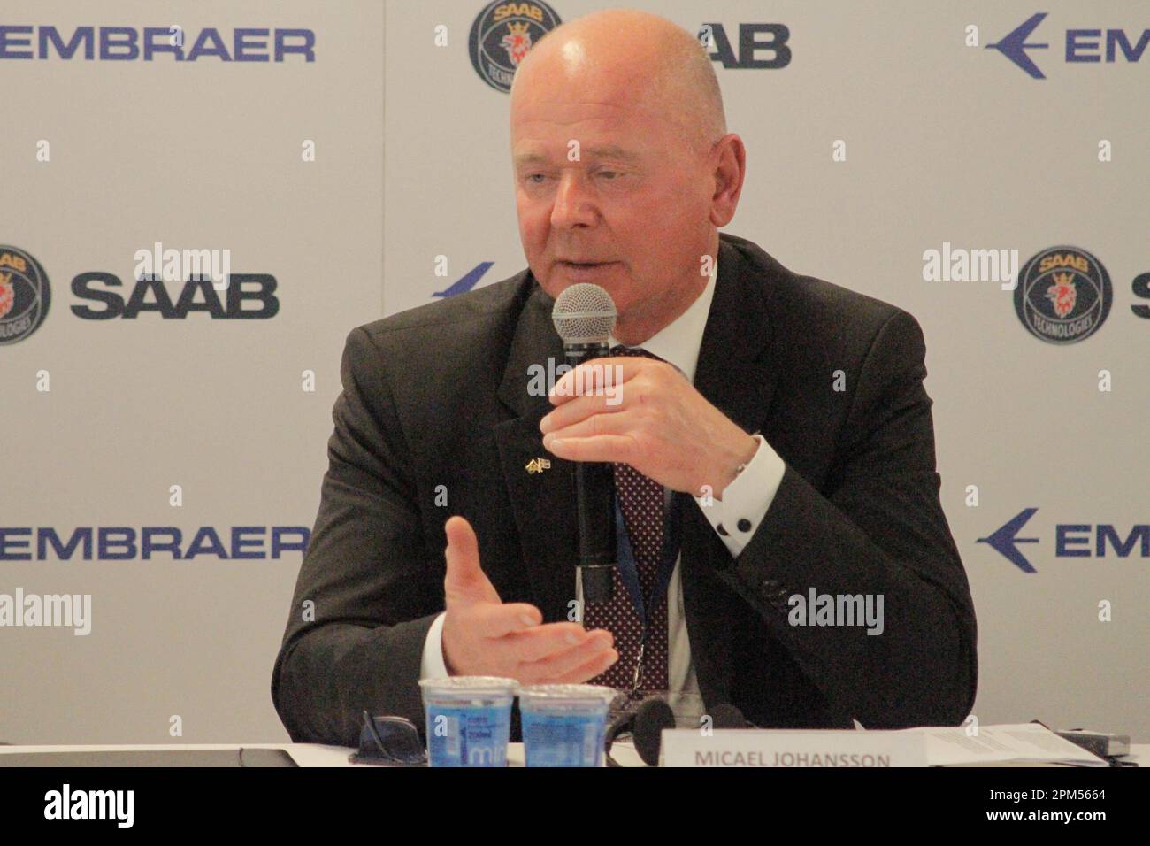 Rio De Janeiro, Brazil. 11th Apr, 2023. Micael Johassens, President and CEO Saab, during the ...
