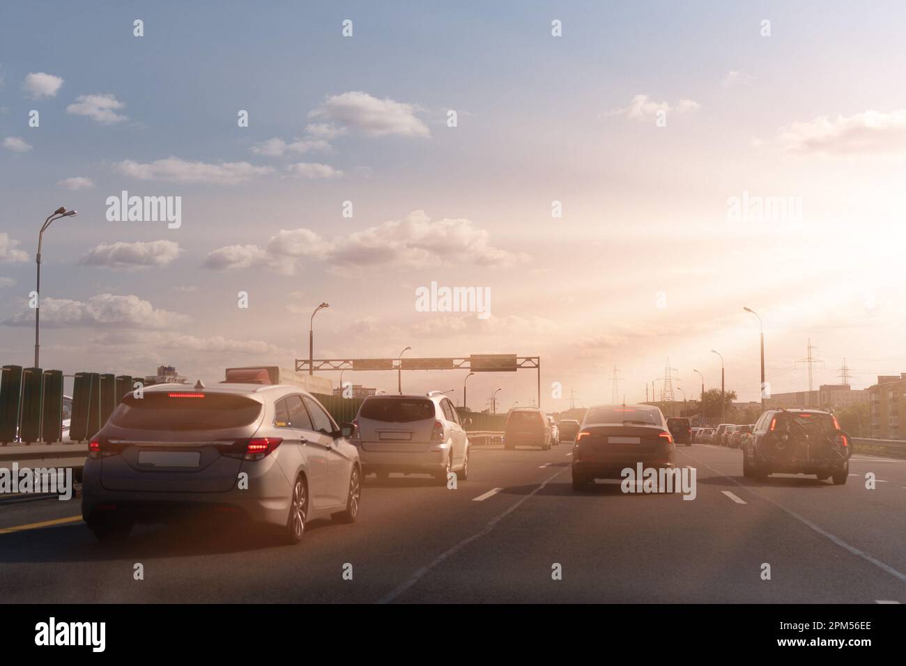 evening views of the road highway on a sunny day in summer Stock Photo ...
