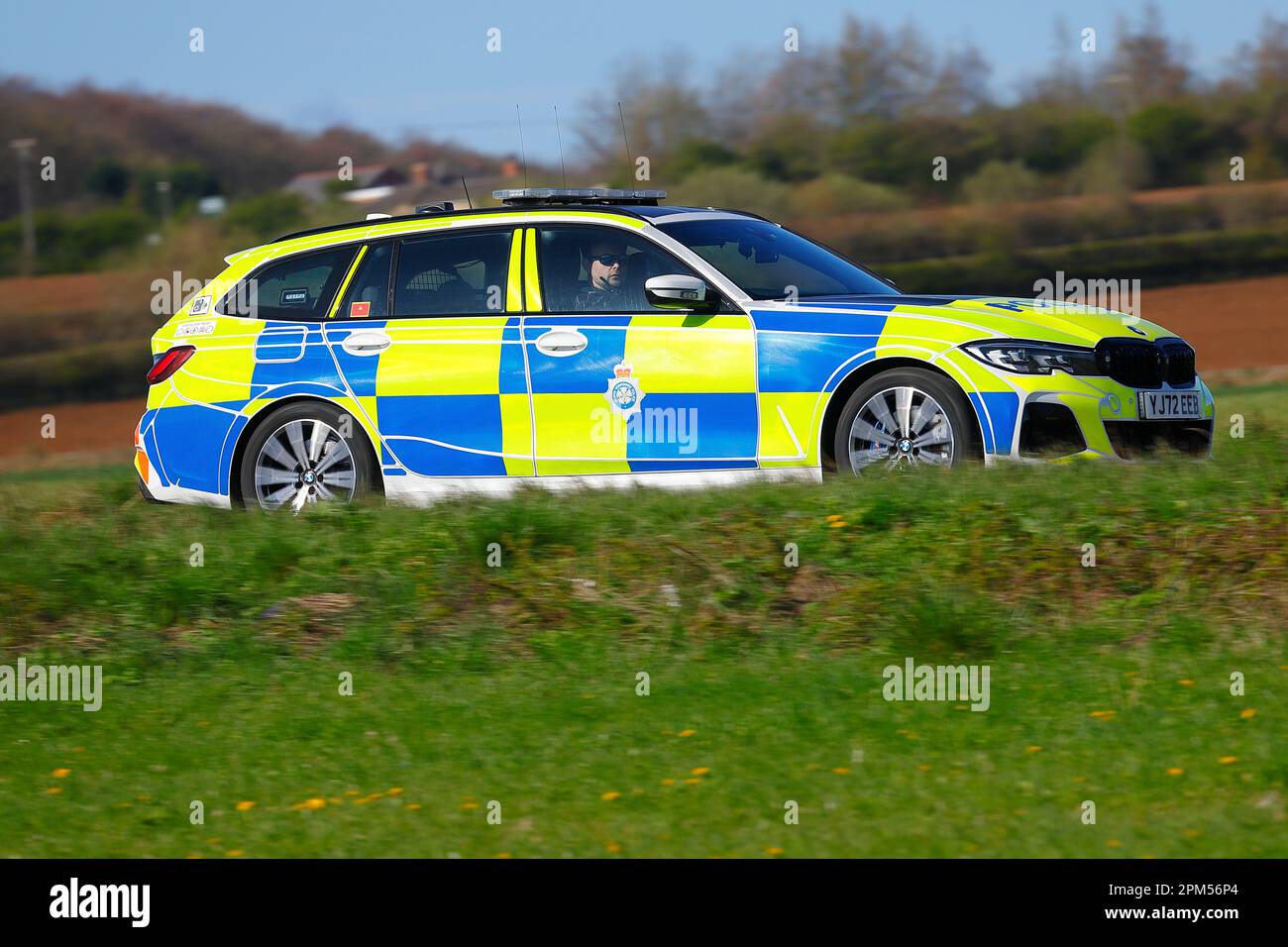 BMW police vehicle from North Yorkshire Police Force travelling along ...
