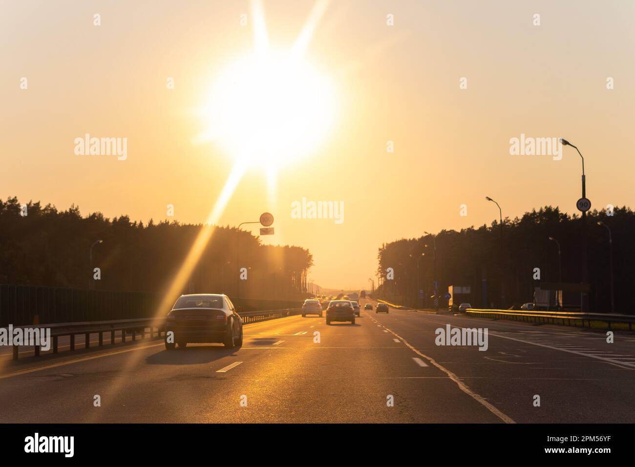 evening views of the road highway on a sunny day in summer Stock Photo ...