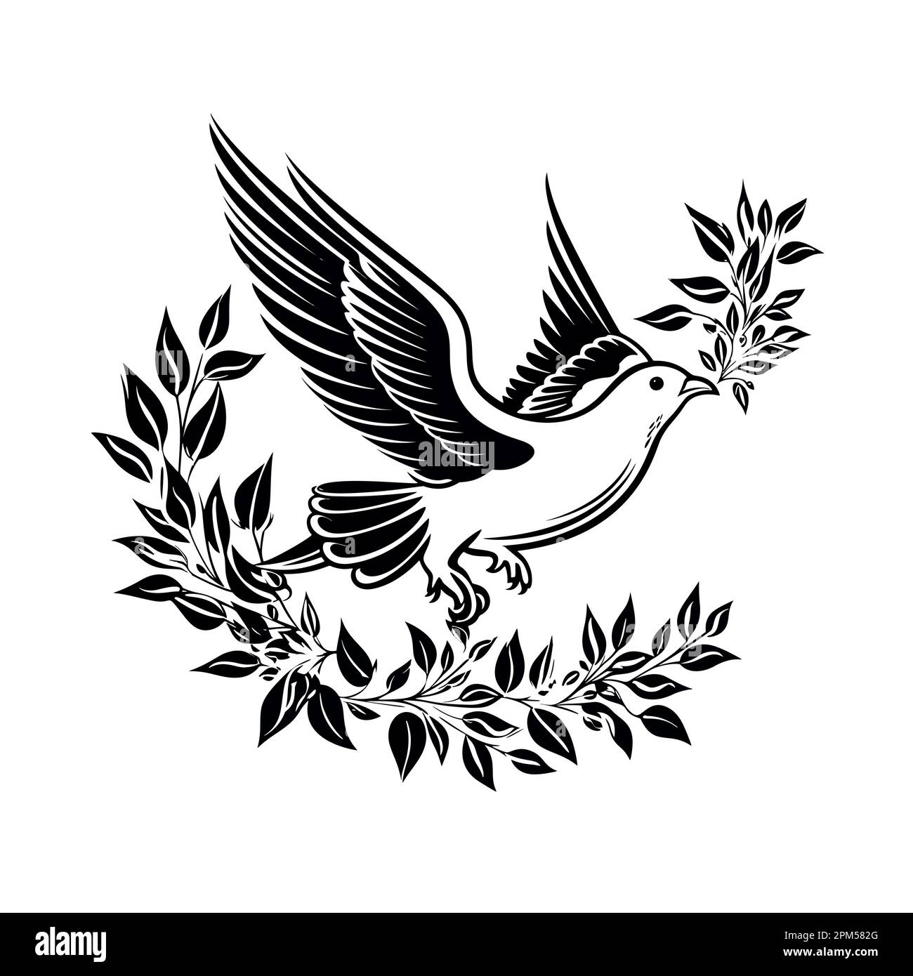 Flying dove. Hope and Faith. Art detailed editable illustration. Vector ...