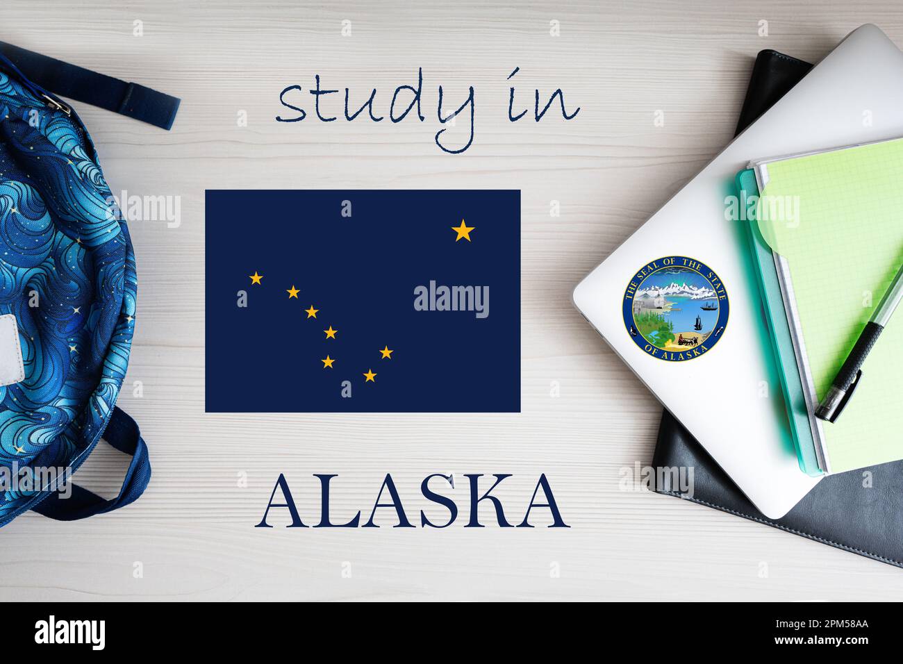 Study in Alaska. USA state. US education concept. Learn America concept Stock Photo - Alamy