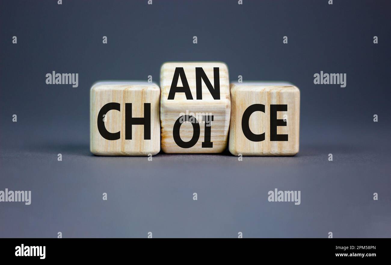Choice and chance symbol. Concept word Choice Chance on wooden cubes ...