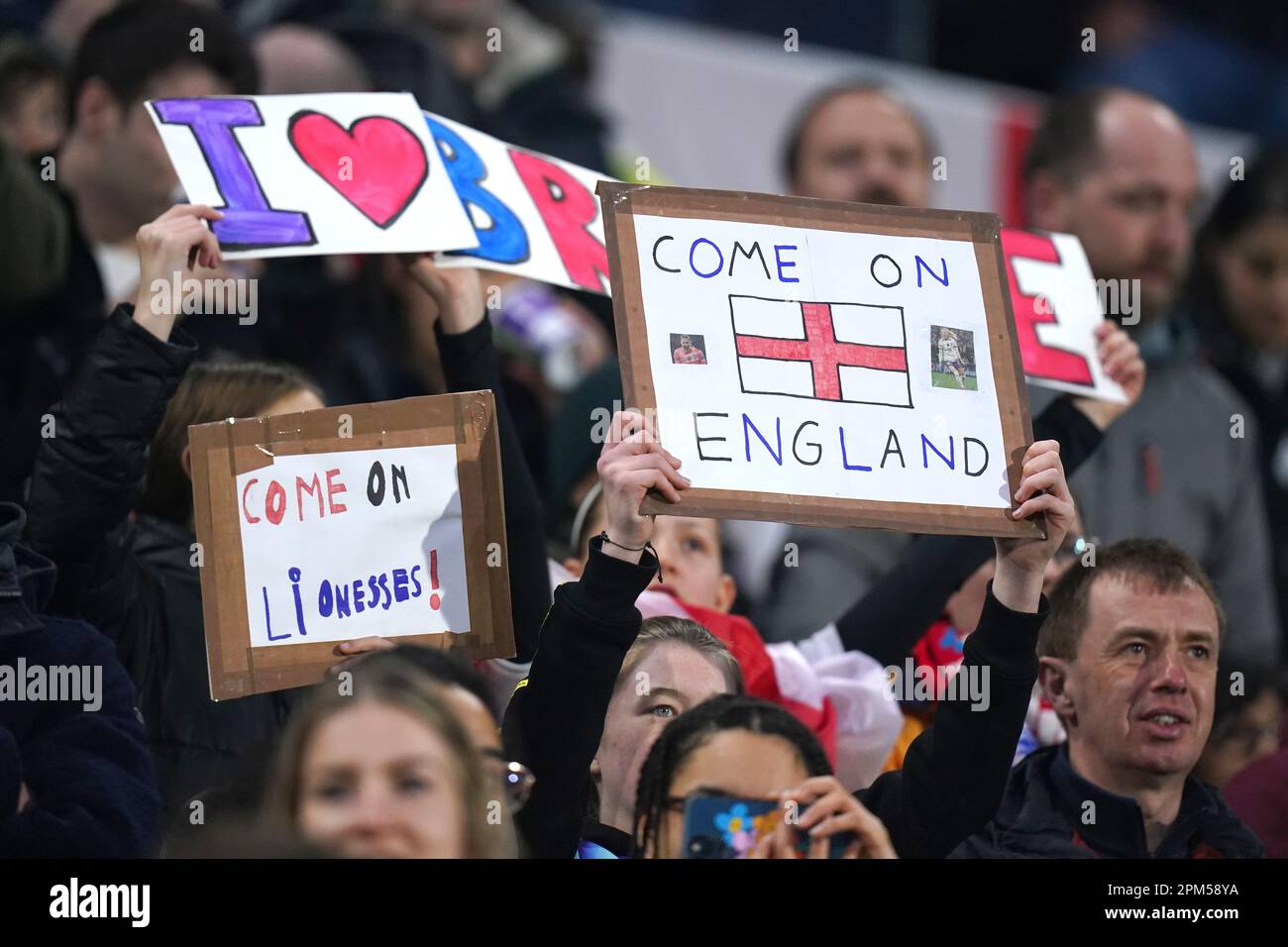 England fans hold up posters during the Alzheimer's Society ...
