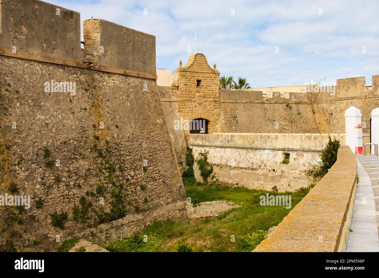 Moat and entrance gate Castillo de Santa Catalina fort, Cadiz ...