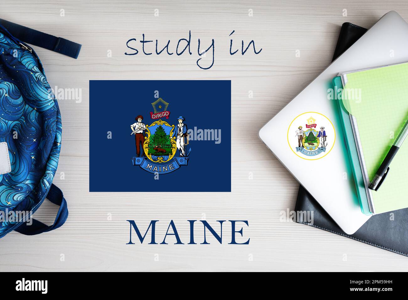 Study in Maine. USA state. US education concept. Learn America concept ...