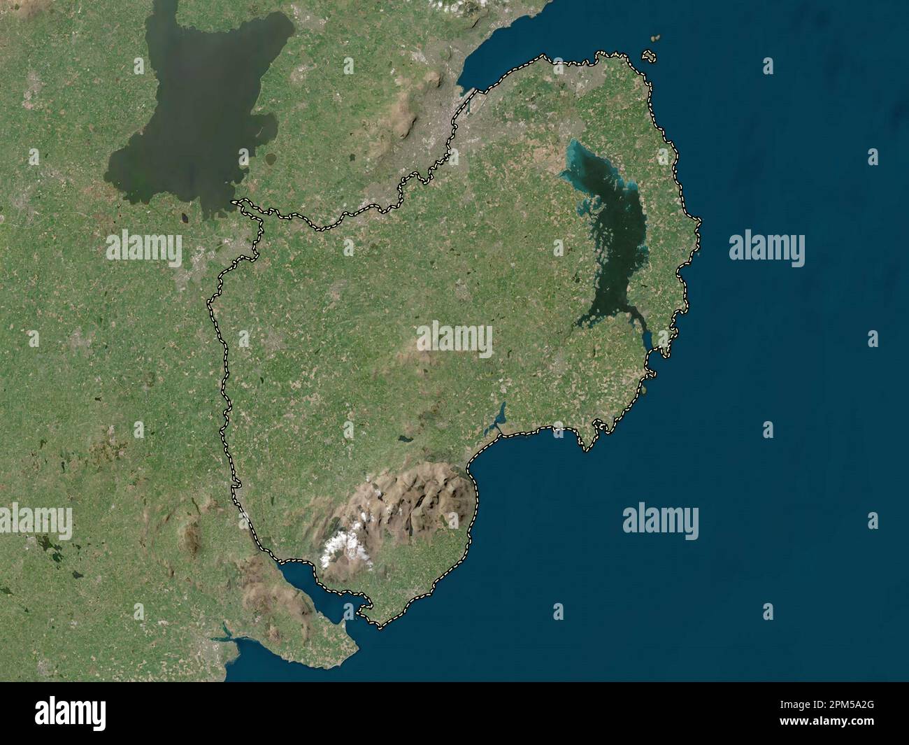 Down, region of Northern Ireland. Low resolution satellite map Stock ...