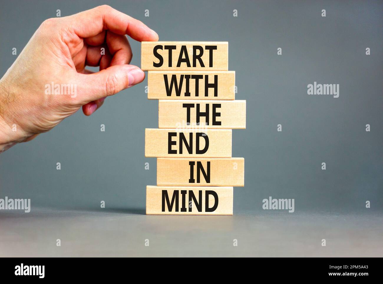 Start in end of mind symbol. Concept words Start with the end in mind ...