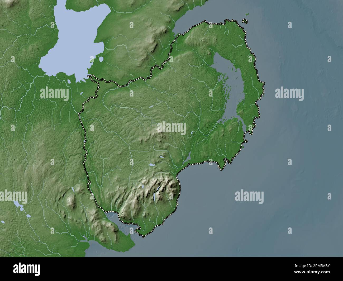 Down, region of Northern Ireland. Elevation map colored in wiki style ...