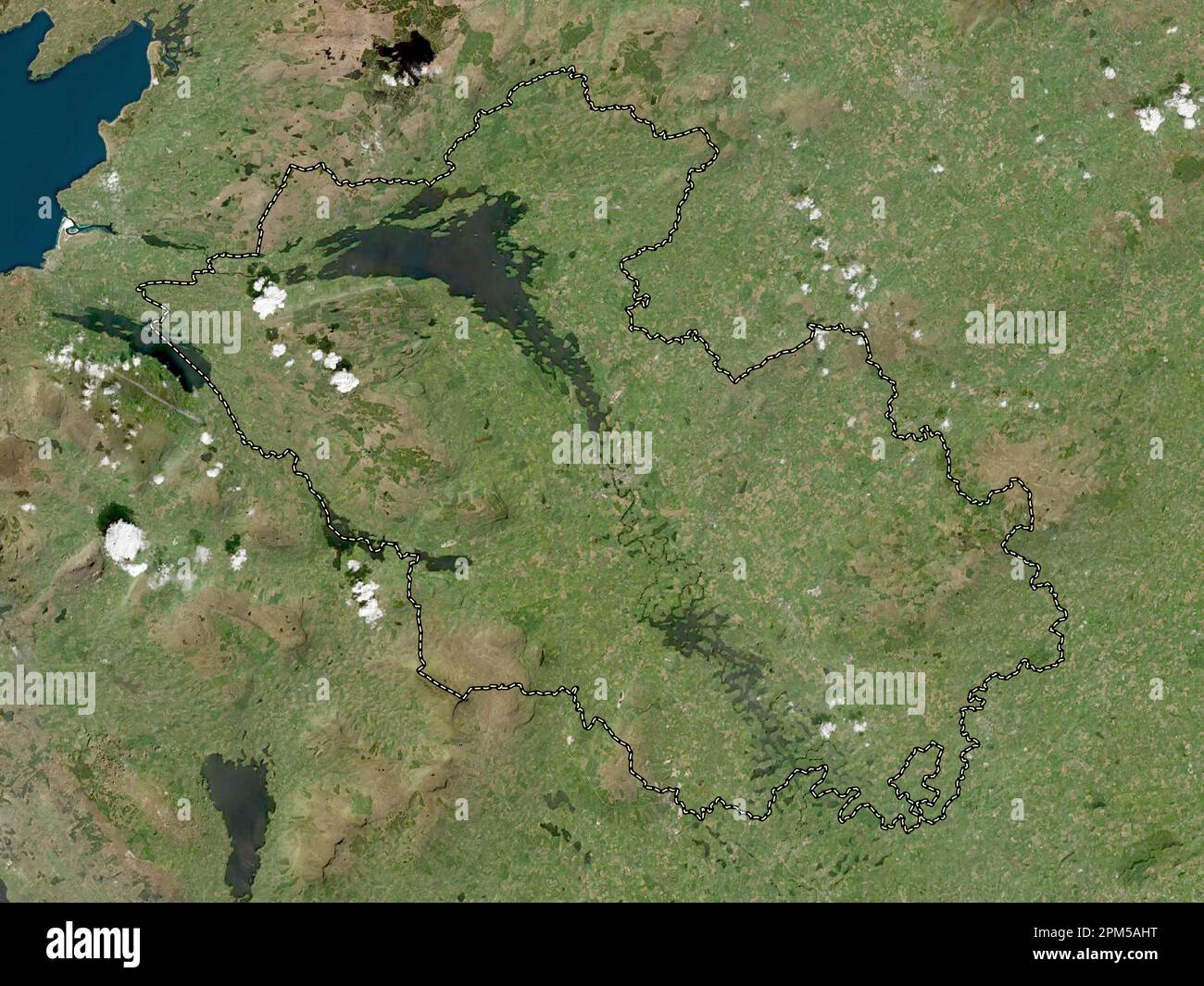 Fermanagh, region of Northern Ireland. Low resolution satellite map ...