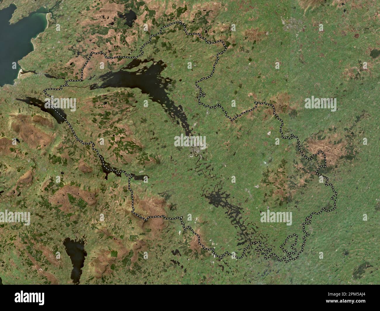 Fermanagh, region of Northern Ireland. High resolution satellite map ...