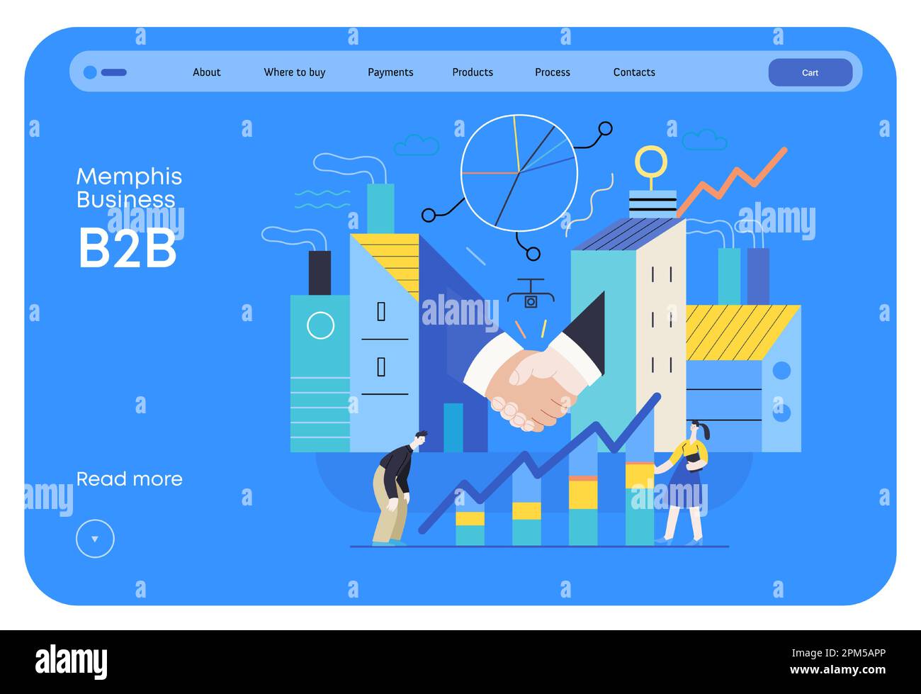 Memphis business illustration. B2B -modern flat vector concept ...