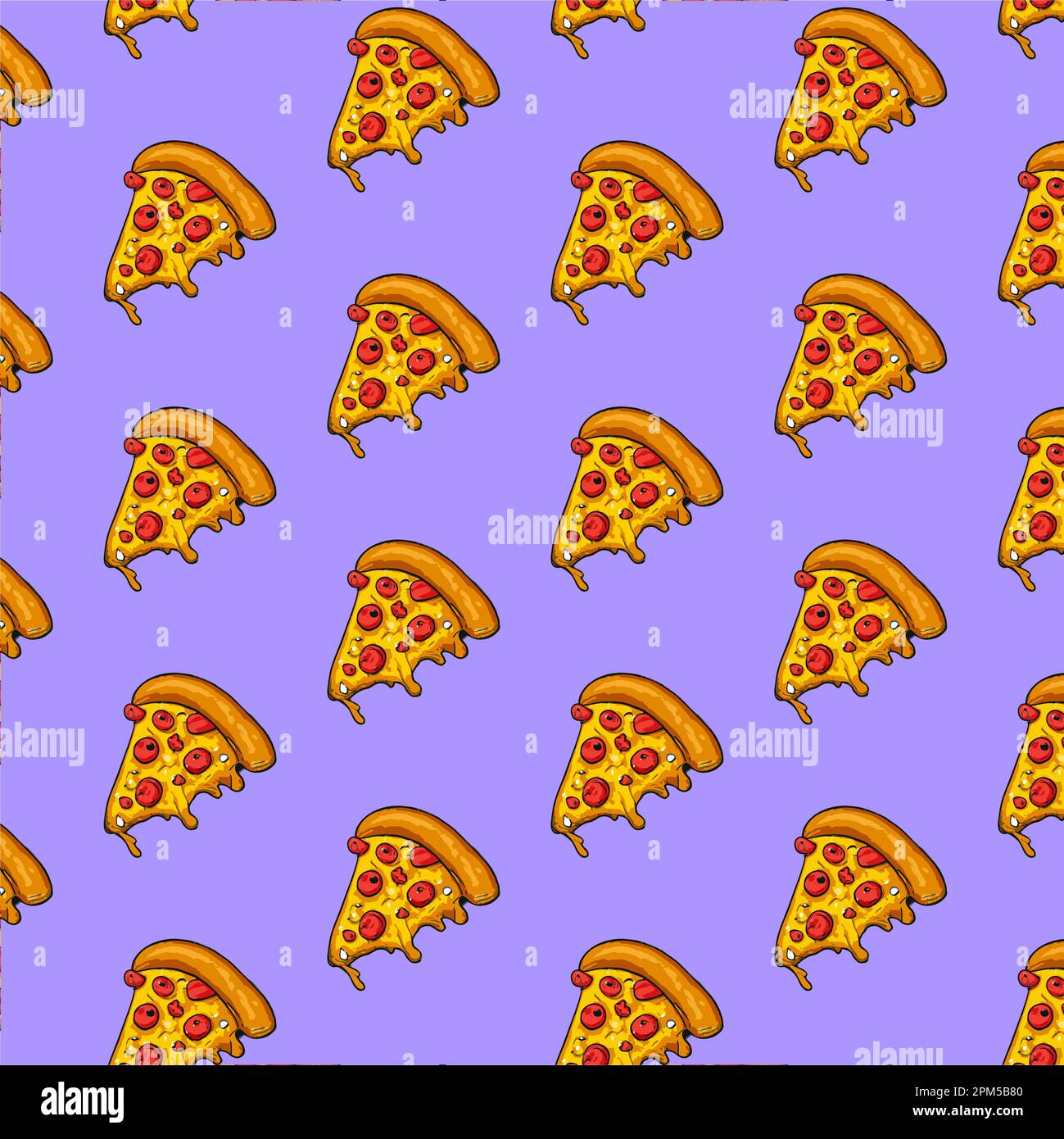Seamless pizza pattern. Hand drawn pizza illustrations. Vector ...