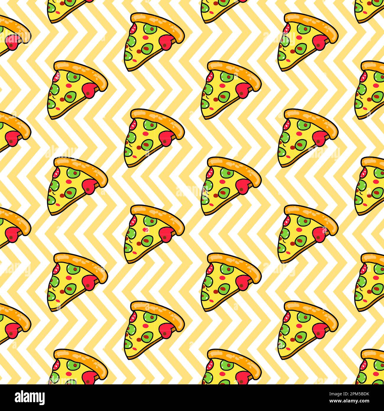 Seamless pizza pattern. Hand drawn pizza illustrations. Vector ...