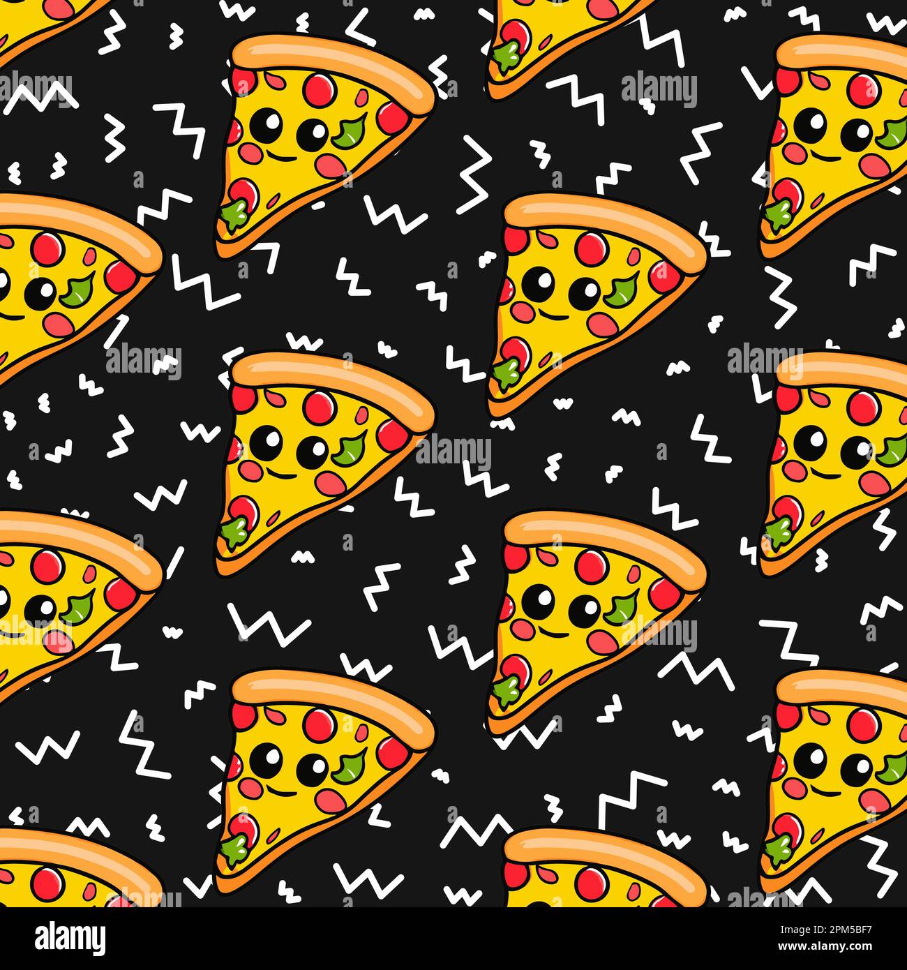 Seamless pizza pattern. Hand drawn pizza illustrations. Vector ...
