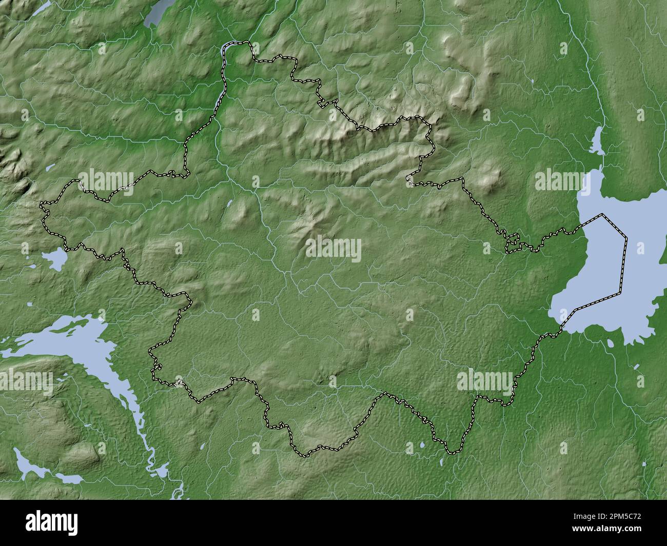 Tyrone, region of Northern Ireland. Elevation map colored in wiki style ...