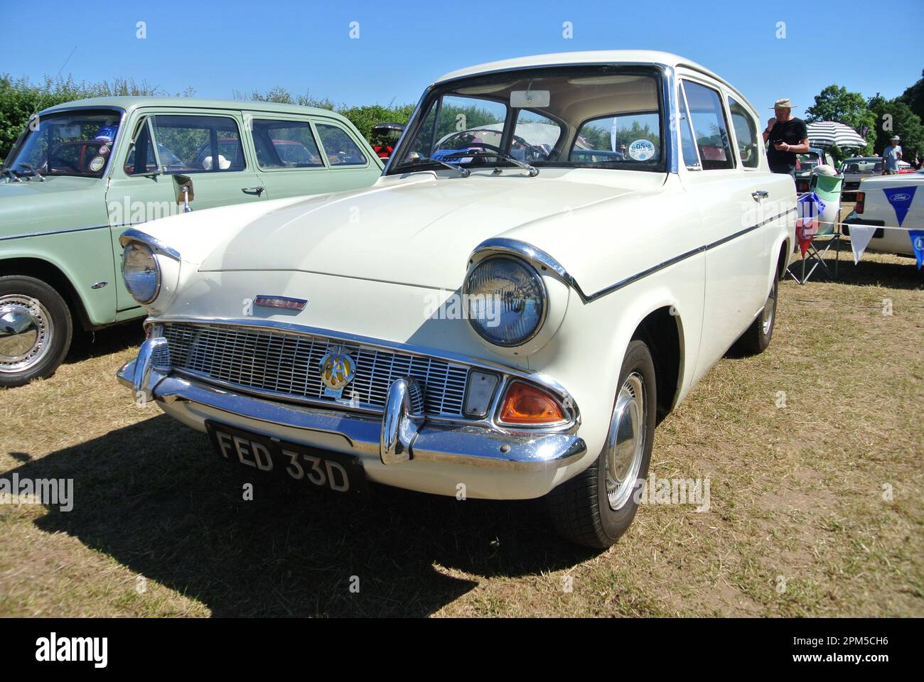 A 1966 Ford Anglia deluxe parked on display at the 47th Historic ...