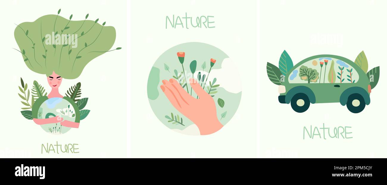 Climate awareness, Earth protection, image with eco friendly components ...