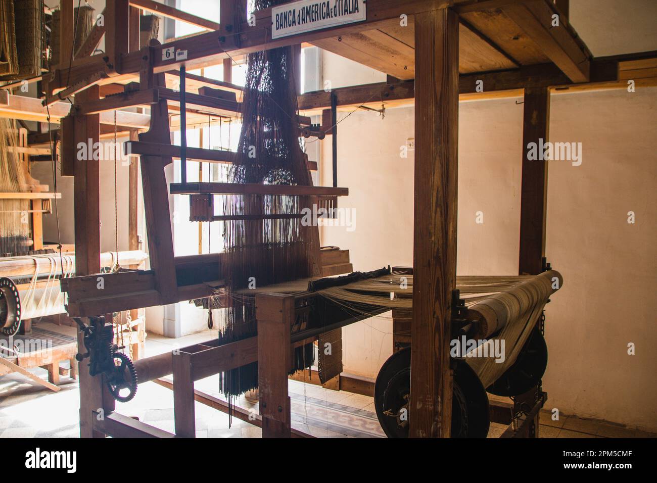 old loom in the textile laboratory of a school for blind kids in Naples ...