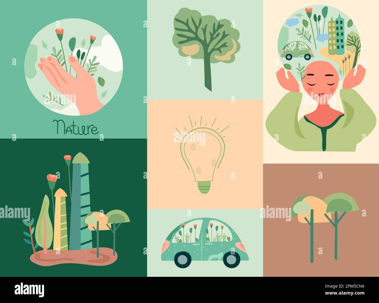 Climate awareness, Earth protection, image with eco friendly components ...