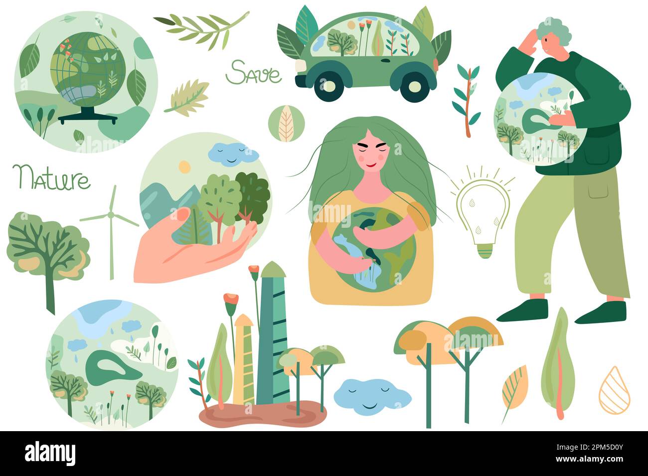 Climate awareness, Earth protection, image with eco friendly components ...