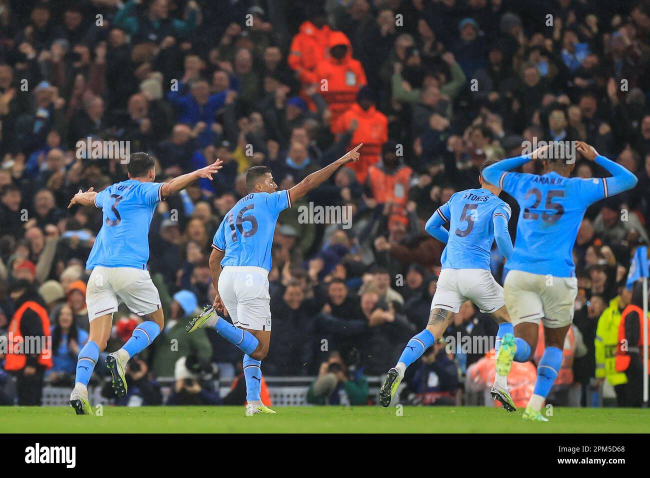 Rodri #16 of Manchester City celebrates his goal to make it 1-0 during ...
