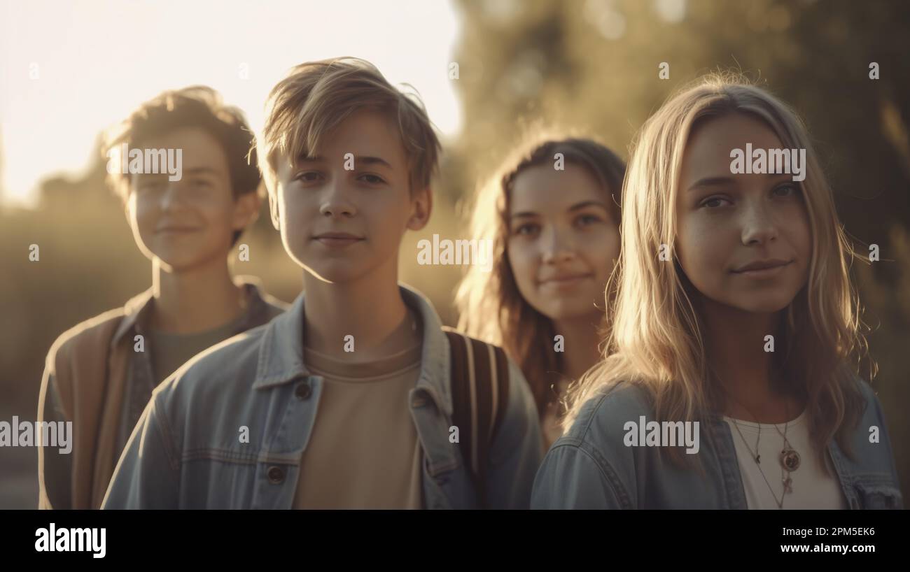 Group of teenagers looking camera hi-res stock photography and images ...