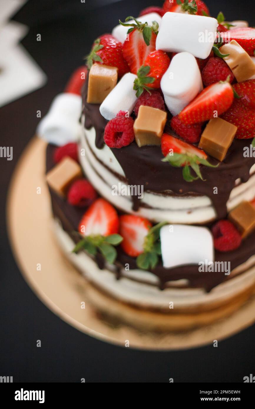 Italian traditional berry wedding cake Stock Photo - Alamy