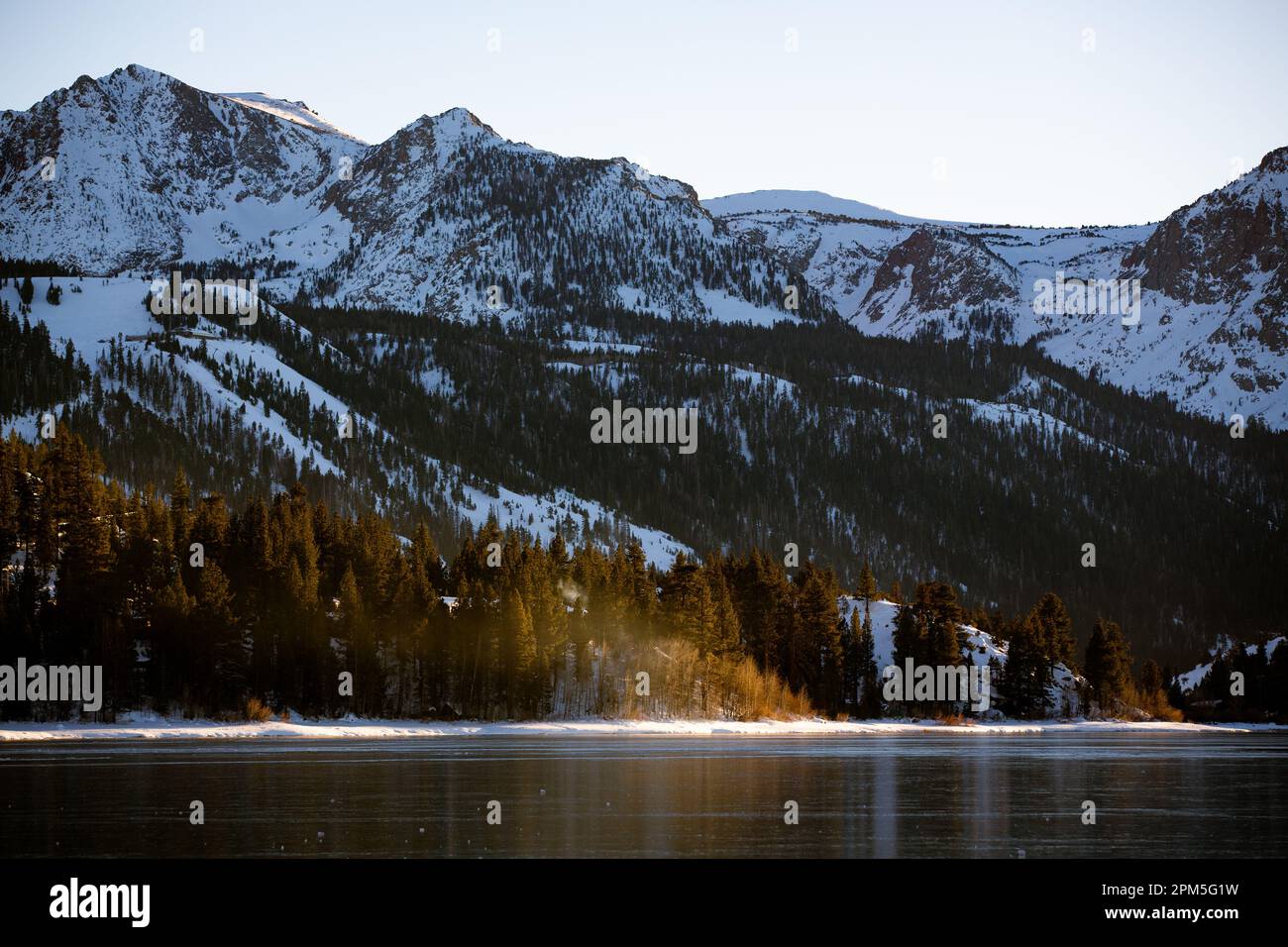 June Lake at Sunset in winter Stock Photo - Alamy