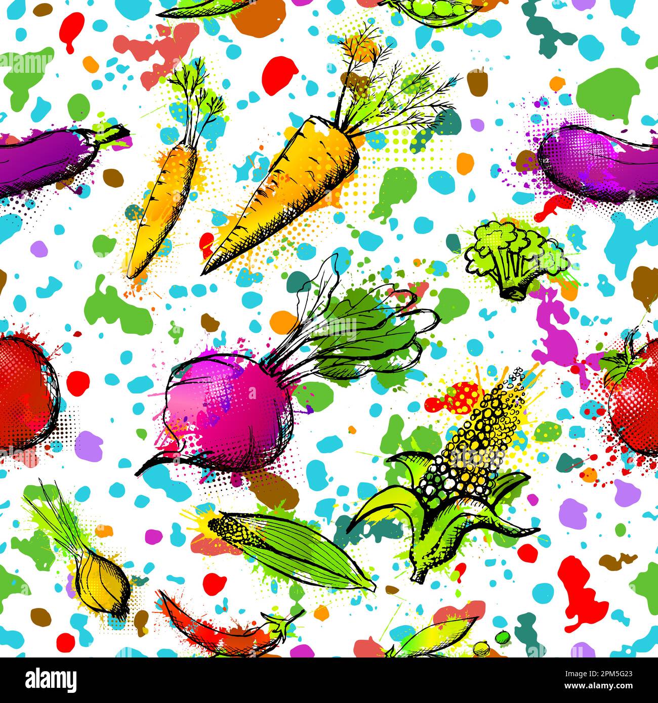 Vegetables abstract seamless background. Vector illustration Stock ...