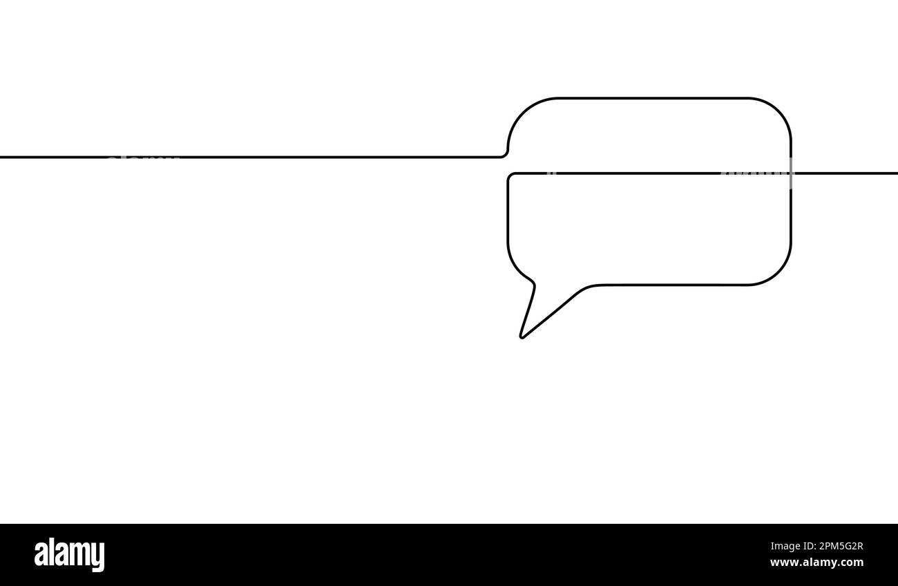 Speech bubble. Communication hand drawn continuous line. Black icon ...
