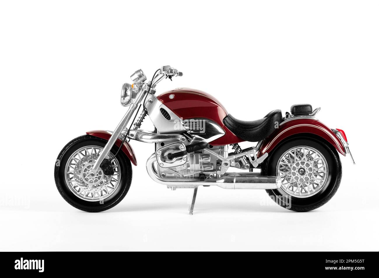 classic dark red and metal chrome accessory motorcycle isolated on a ...