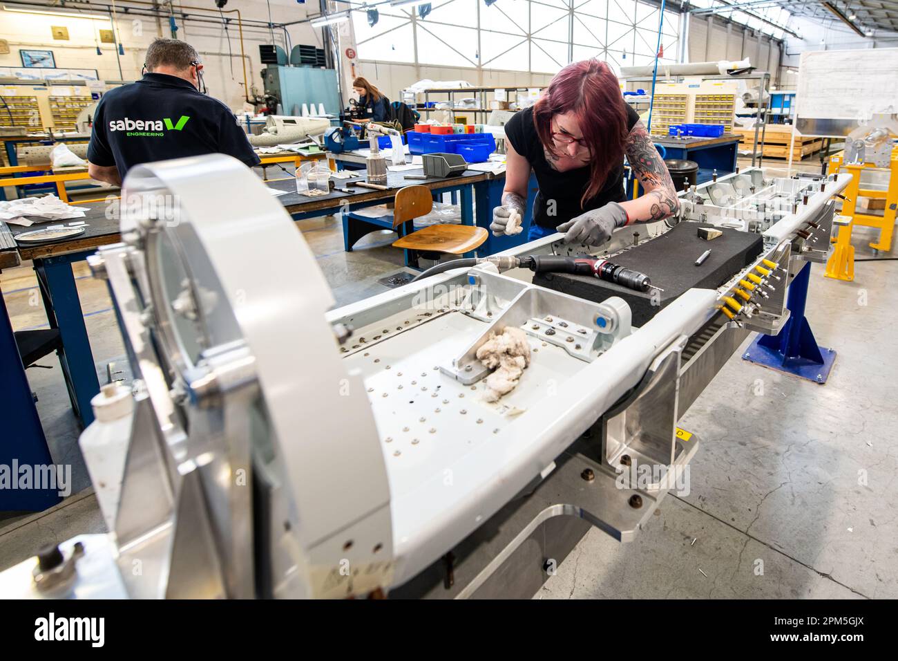 Illustration picture shows a female technician working on an F16 ...