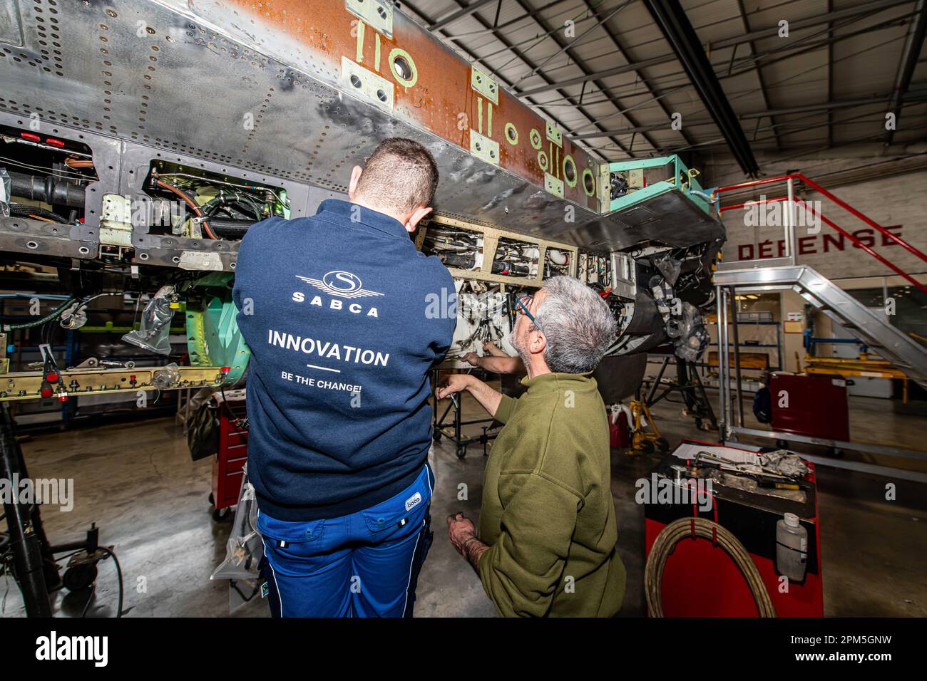 Illustration picture shows a technician working on an F16 fighter jet ...