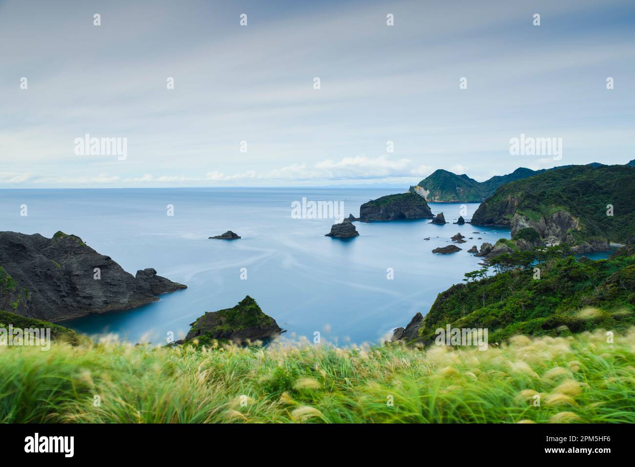 Long exposure shot of sea and coastline in Izu peninsula Stock Photo ...